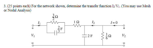 Solved For the network shown, determine the transfer | Chegg.com