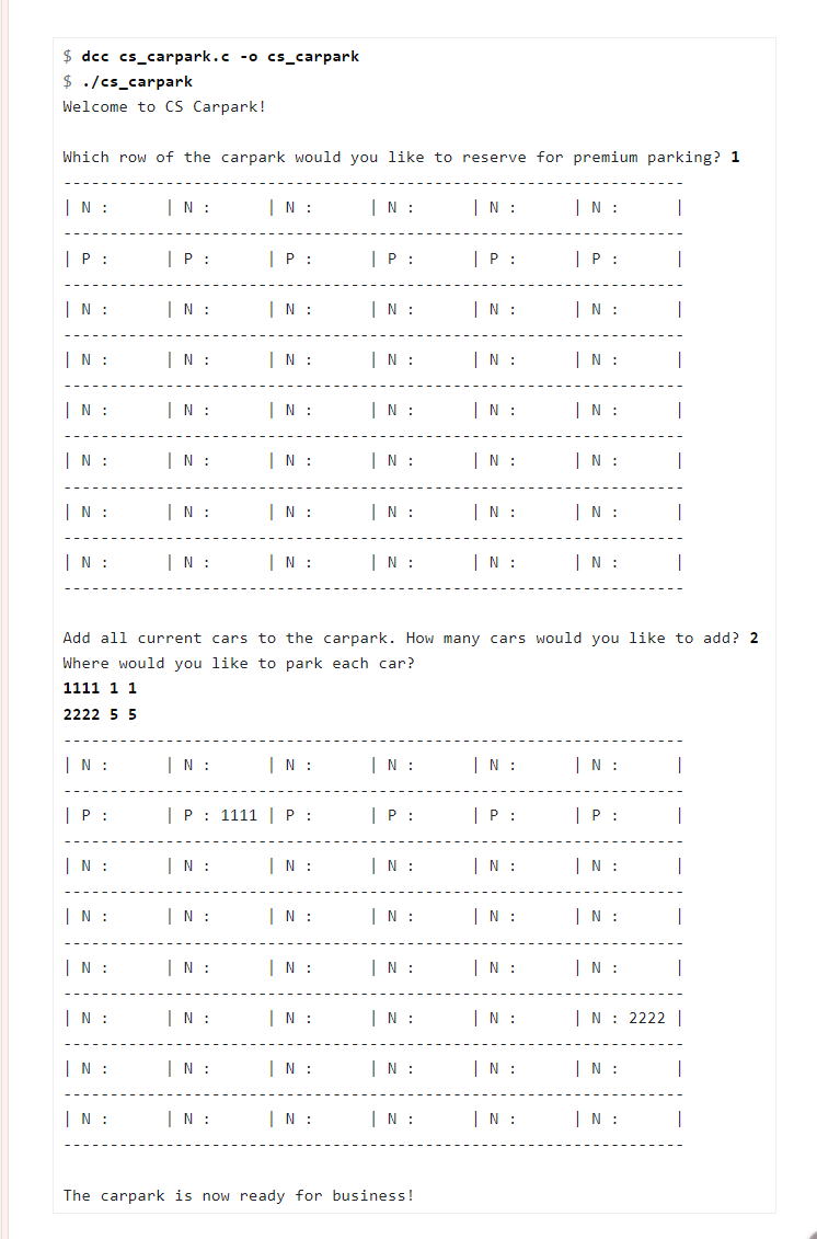 Solved Add all current cars to the carpark. How many cars | Chegg.com