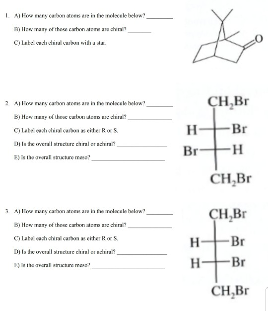 Solved 1. A) How many carbon atoms are in the molecule | Chegg.com