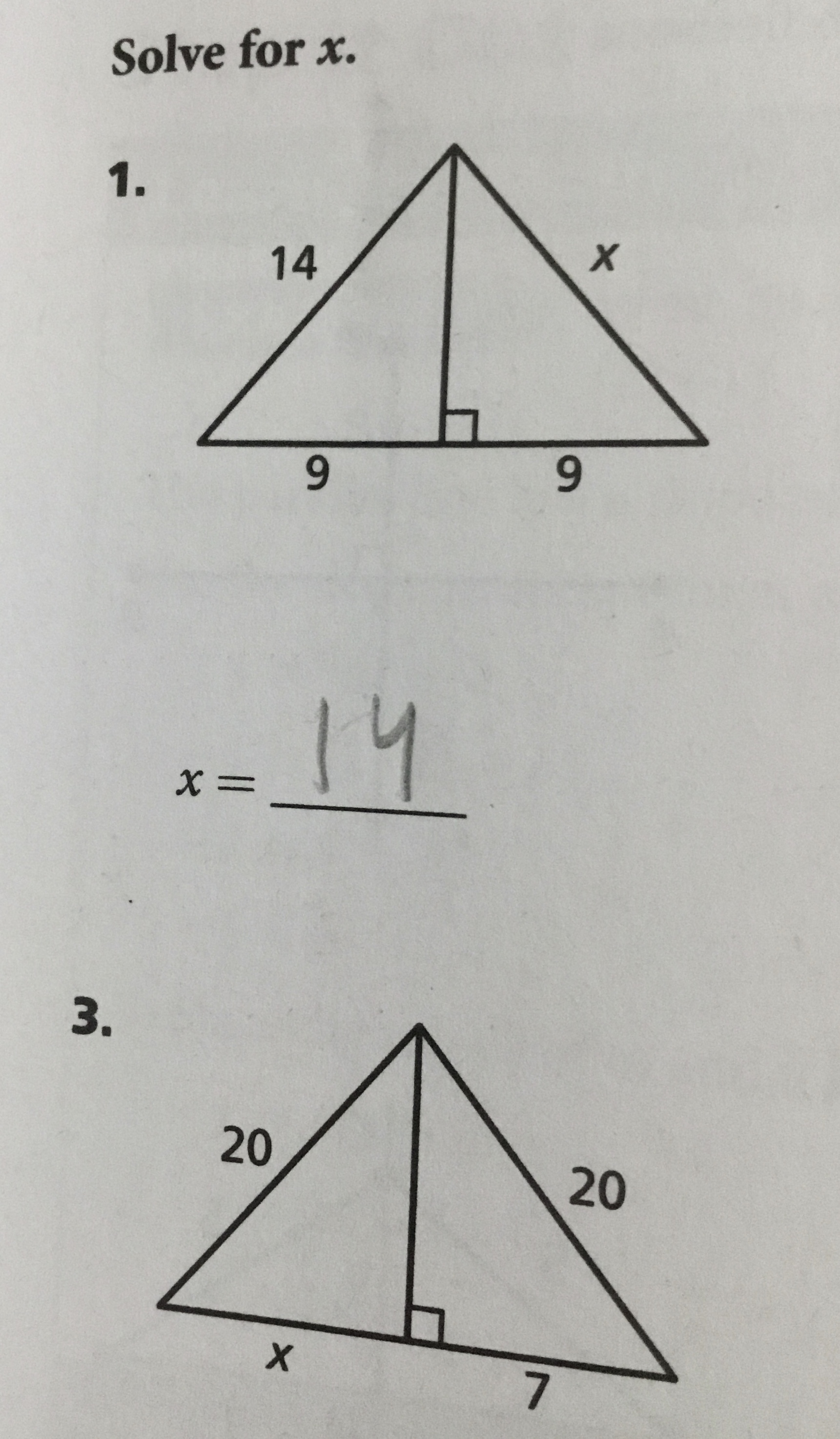 Solved Solve for x. 1. x=14 | Chegg.com