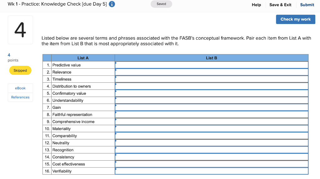 Wk 1 - Practice: Knowledge Check (due Day 5) i Saved | Chegg.com