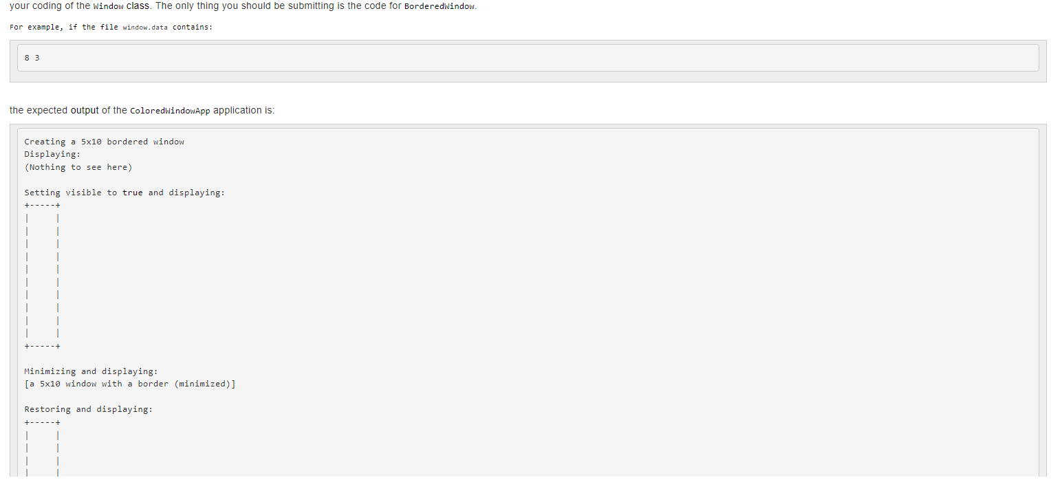 Solved Code the following Borderedwindow Subclass of window: | Chegg.com