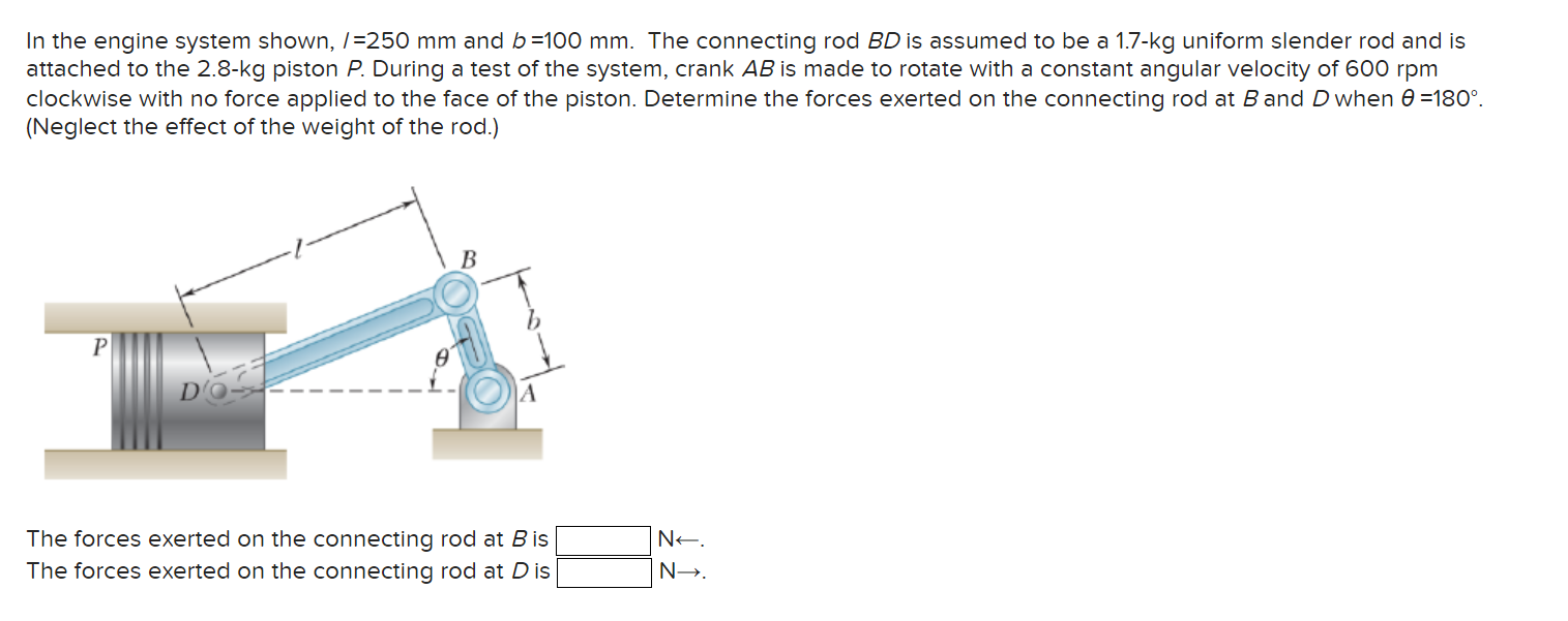 Solved In the engine system shown, 1 =250 mm and b=100 mm. | Chegg.com