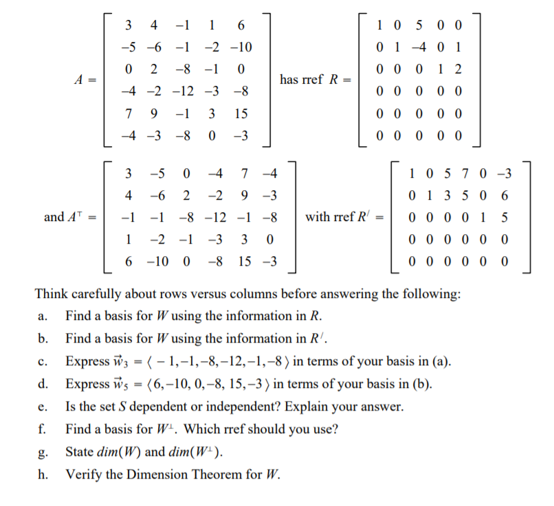 Solved Let W = Span{S}, where S = {w1, w2, w3, w4, w5} ⊂ | Chegg.com