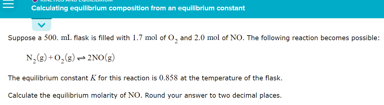 Solved Calculating equilibrium composition from an | Chegg.com