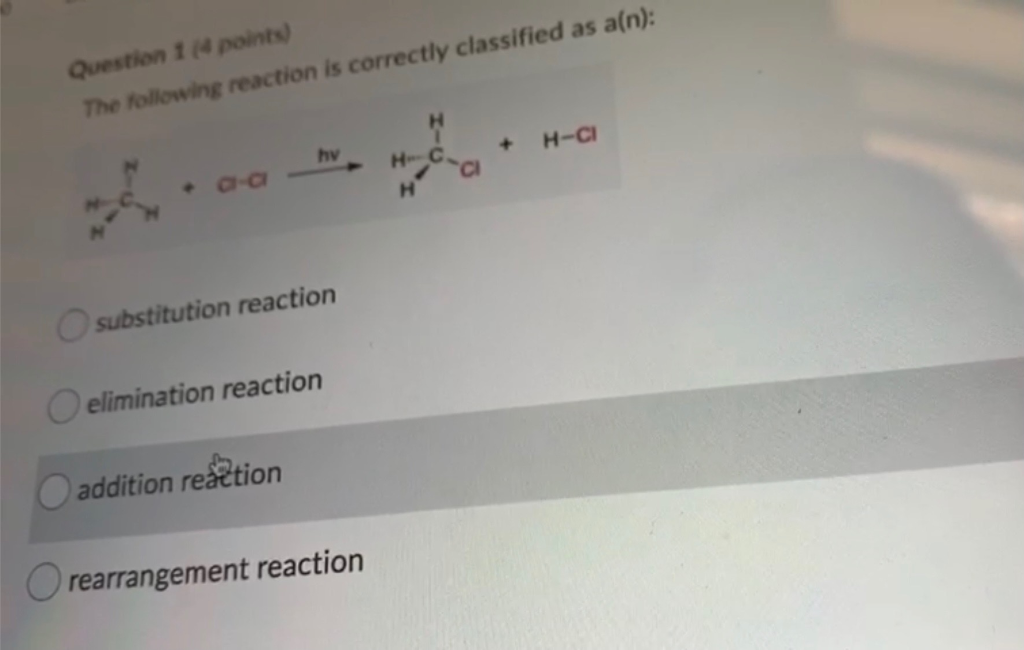 Solved Question 1 points) The following reaction is | Chegg.com