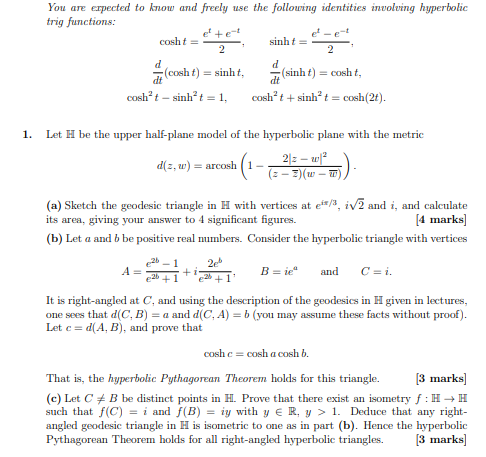 You are erpected to know and freely use the following | Chegg.com
