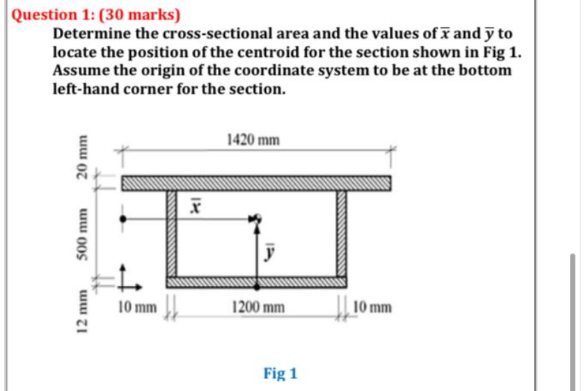 Solved Question 1: (30 marks) Determine the cross-sectional | Chegg.com