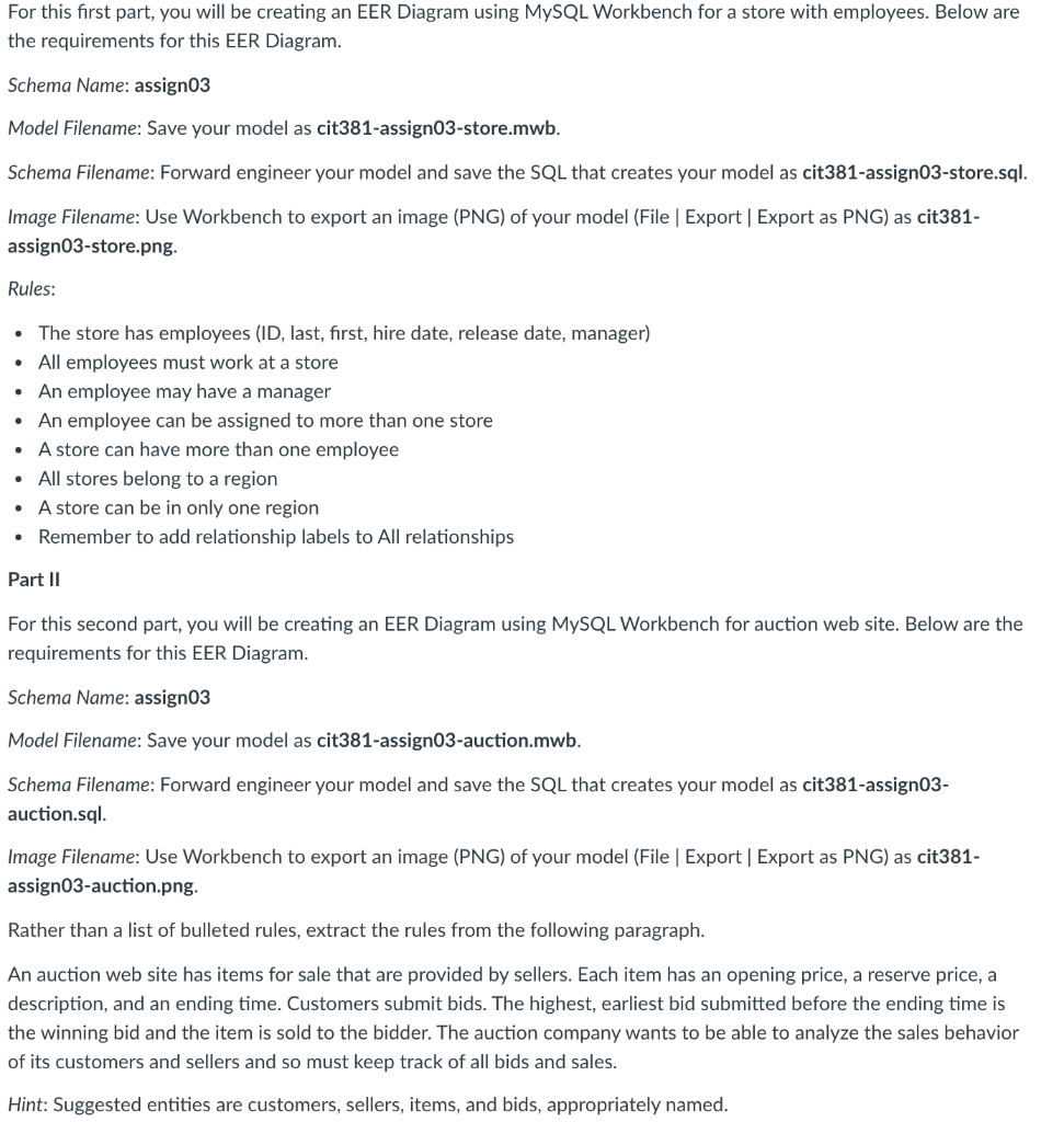 Solved For this first part, you will be creating an EER | Chegg.com