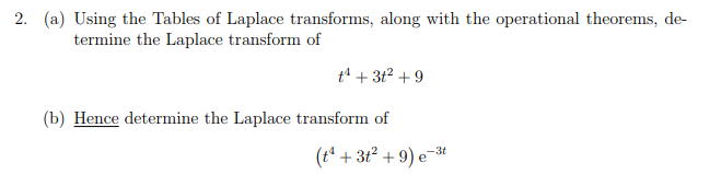 Solved 2 (a) Using the Tables of Laplace transforms, along | Chegg.com