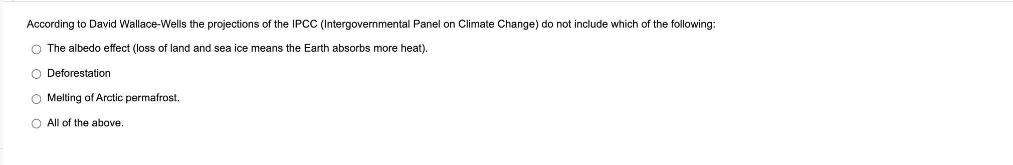 Solved According to David Wallace-Wells the projections of | Chegg.com