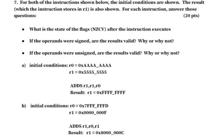 Solved 7. For both of the instructions shown below, the | Chegg.com