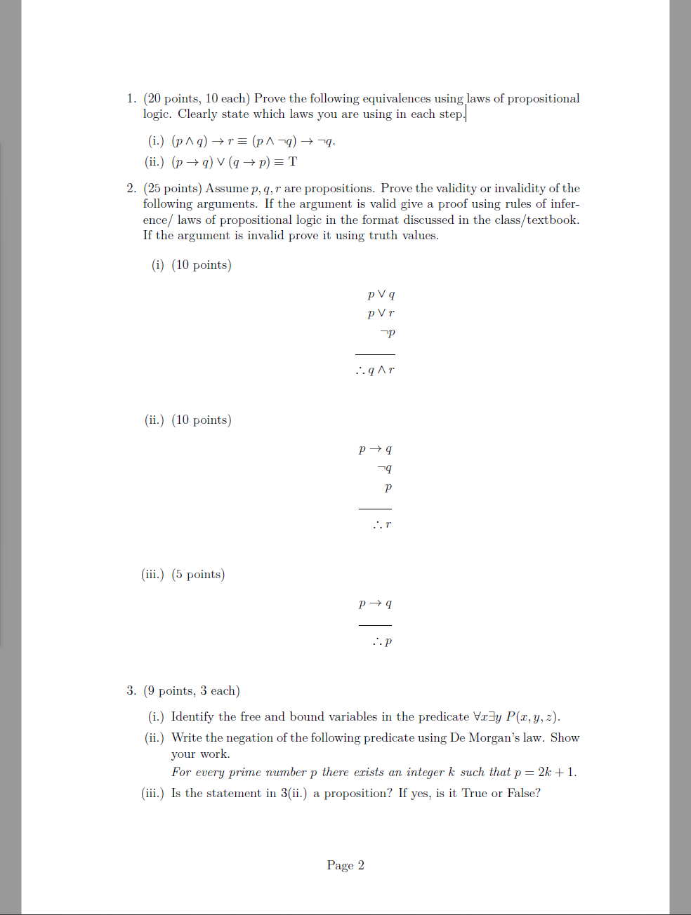 1 20 Points 10 Each Prove The Following Equivalences Using Laws Of Propositional Logic 