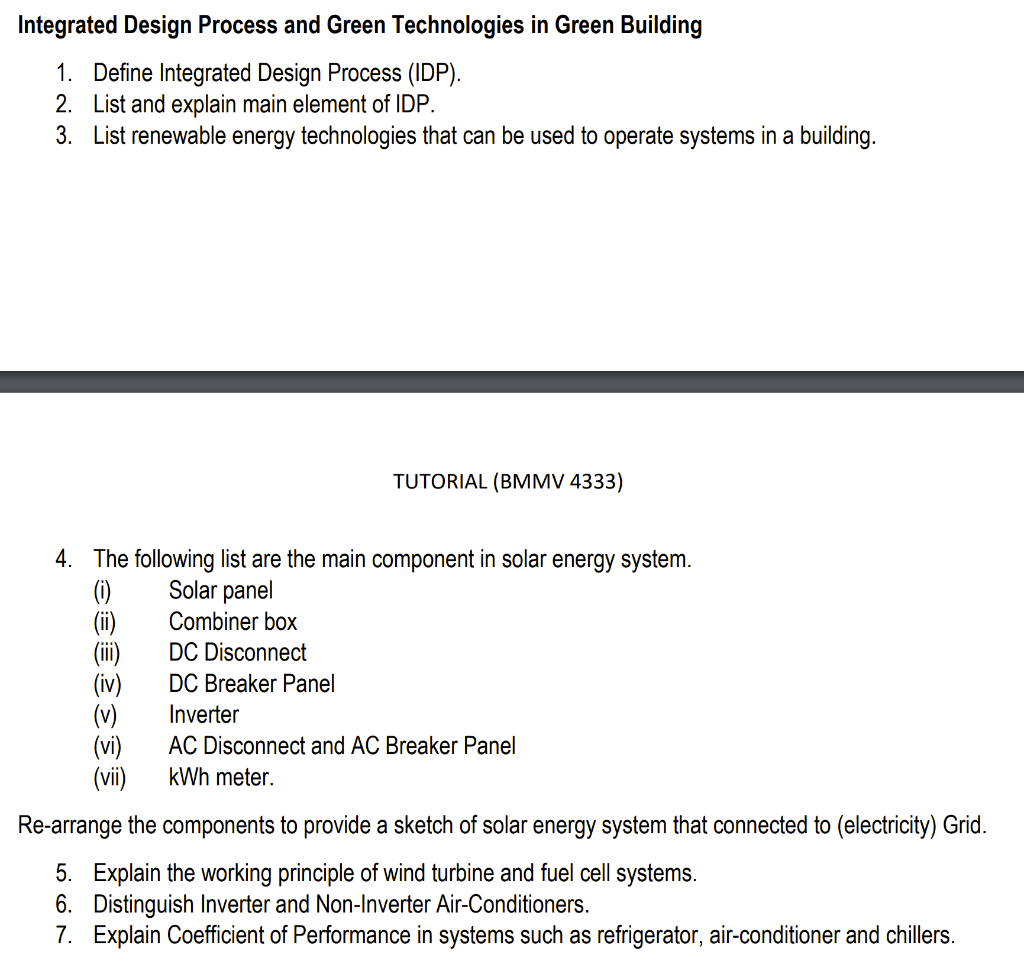 Solved Integrated Design Process and Green Technologies in | Chegg.com