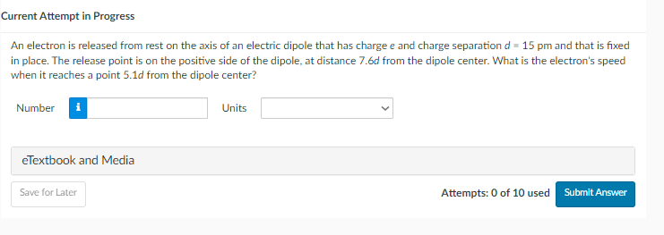 Solved An Electron Is Released From Rest On The Axis Of An