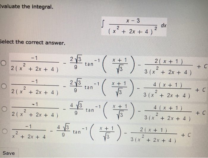 Solved Evaluate the integral. integral x - 3/(x^2 + 2x + | Chegg.com