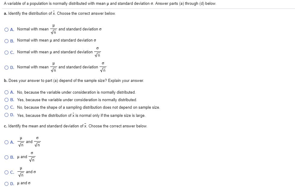 Solved A variable of a population is normally distributed | Chegg.com