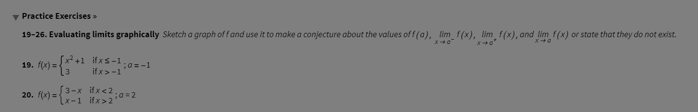 Solved Practice Exercises >> 19-26. Evaluating limits | Chegg.com