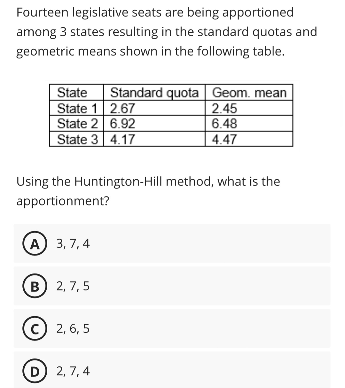 Solved Fourteen legislative seats are being apportioned | Chegg.com