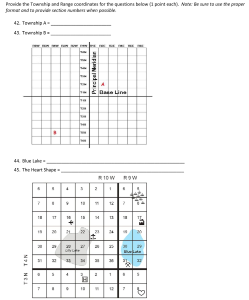 Solved Provide the Township and Range coordinates for the | Chegg.com