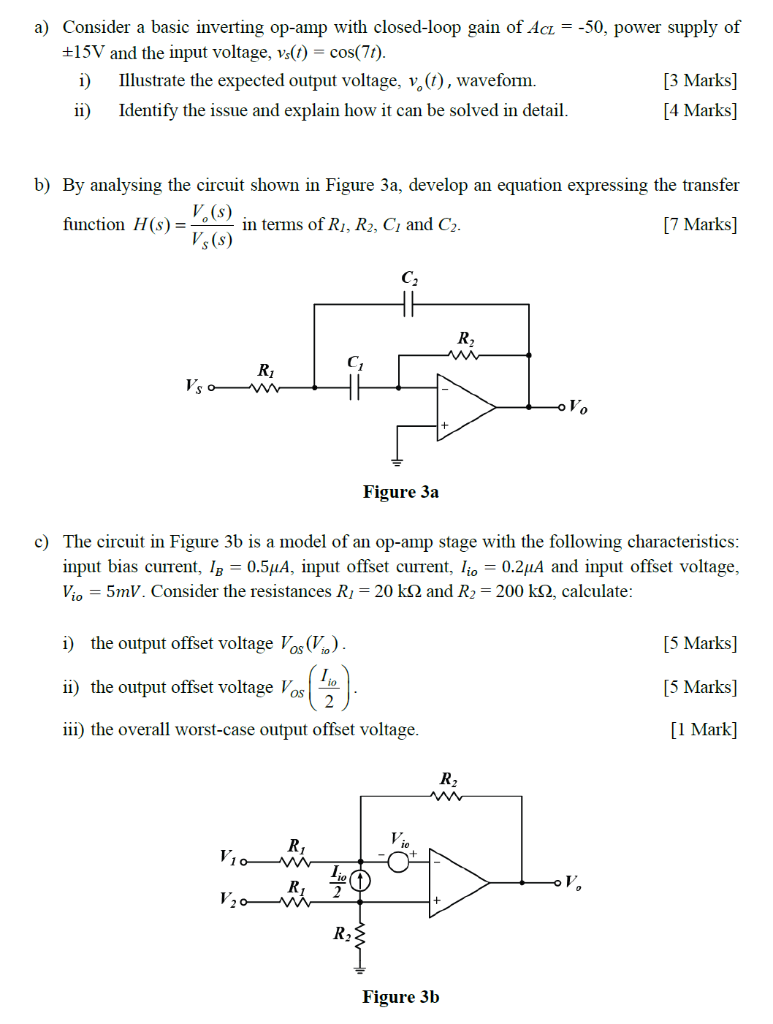 Solved a) Consider a basic inverting op-amp with closed-loop | Chegg.com