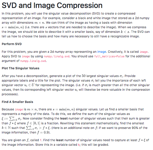 Svd And Image Compression In This Problem You Will