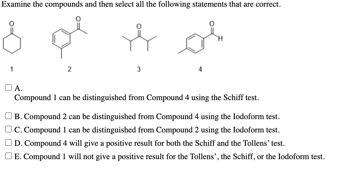 Solved Examine the compounds and then select all the | Chegg.com