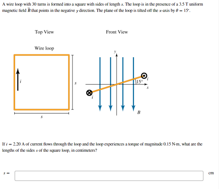 Solved A wire loop with 30 turns is formed into a square | Chegg.com