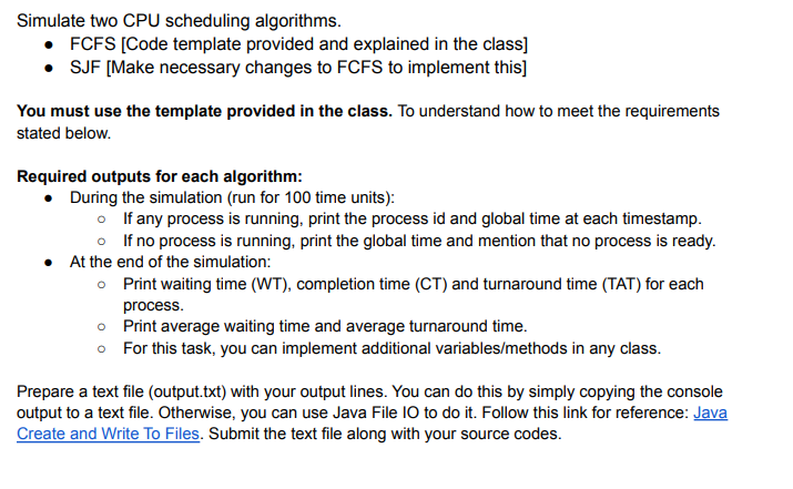Solved package schedulingos; import java.util.Comparator; | Chegg.com