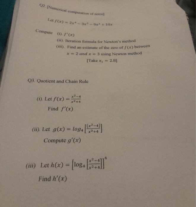 Solved 02 INumerical computation of zeros Let | Chegg.com