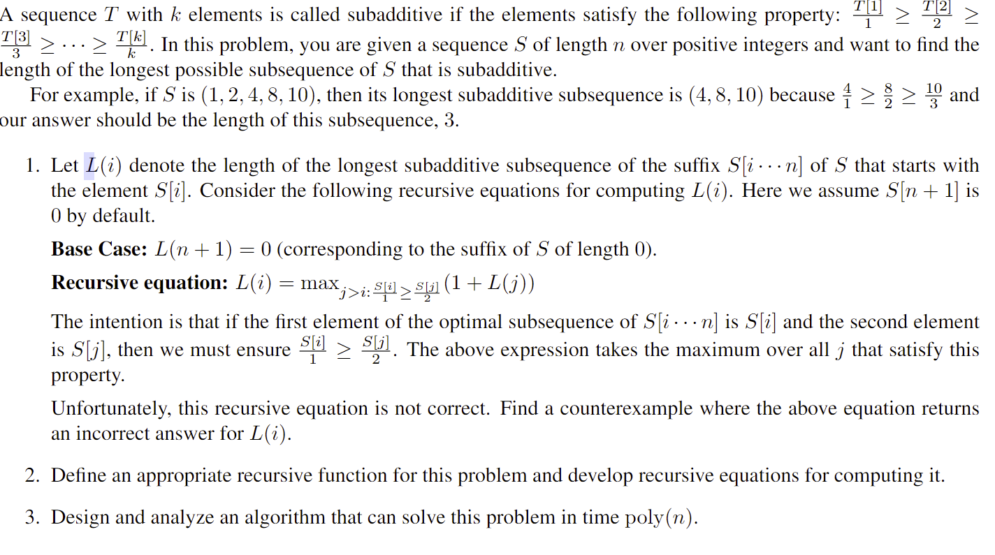 Solved 3 - A sequence T with k elements is called | Chegg.com