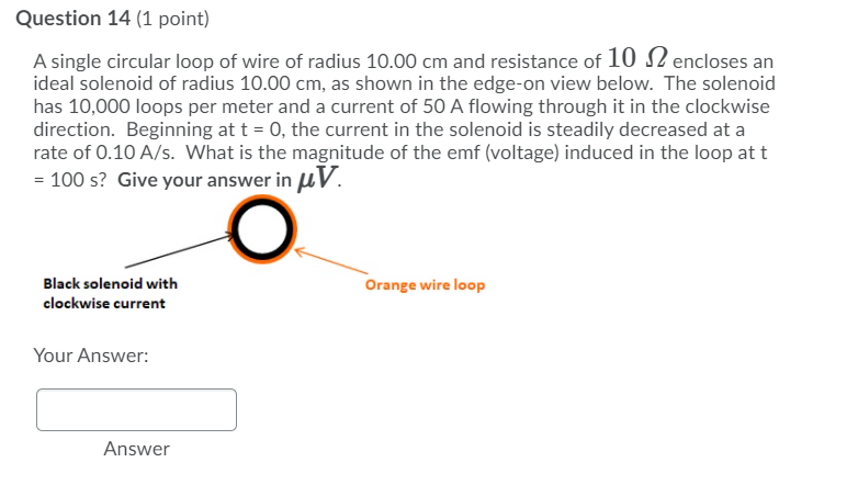 Solved Question 14 1 Point A Single Circular Loop Of Wire 