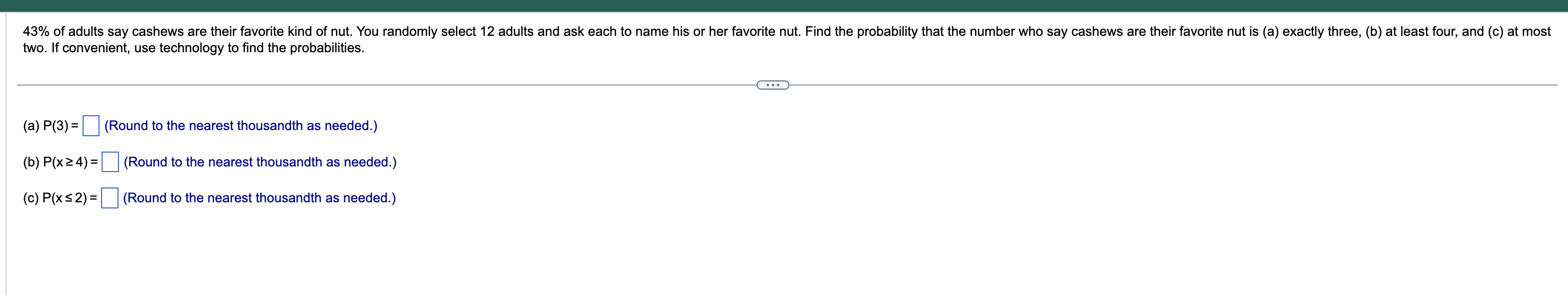 Solved two. If convenient, use technology to find the | Chegg.com