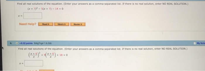 Solved Find all real solutions of the equation. (Enter your | Chegg.com