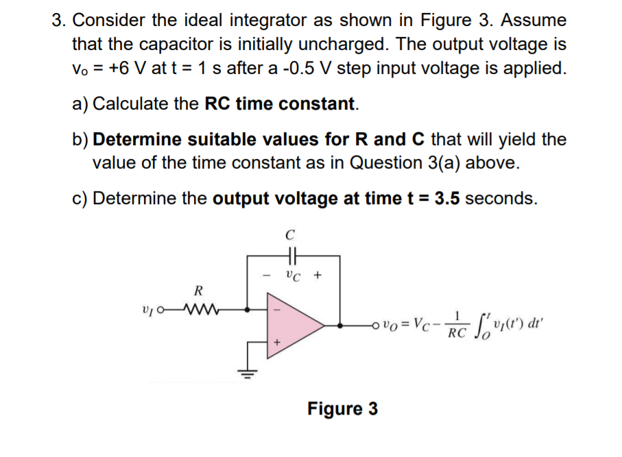 Solved 3. Consider the ideal integrator as shown in Figure | Chegg.com