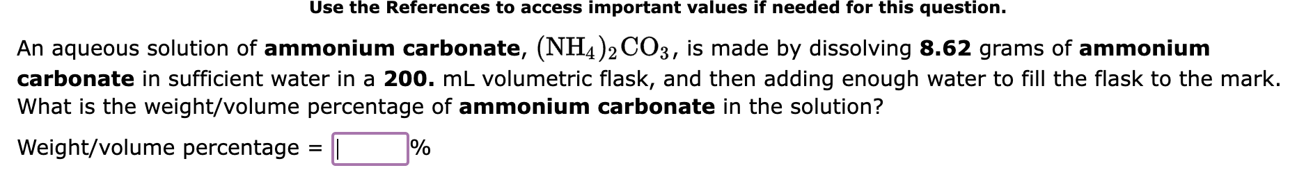 Solved An aqueous solution of ammonium carbonate, (NH4)2CO3, | Chegg.com