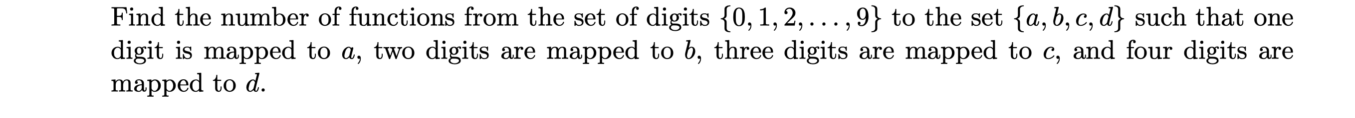 Solved Find the number of functions from the set of digits | Chegg.com
