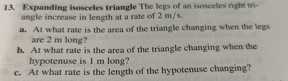 Solved 13 Expanding Isosceles Triangle The Legs Of An Chegg