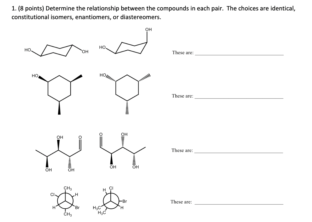 Solved 1. (8 points) Determine the relationship between the | Chegg.com