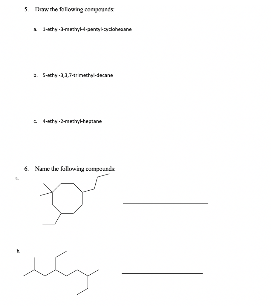 Solved 5. Draw the following compounds: a. | Chegg.com | Chegg.com