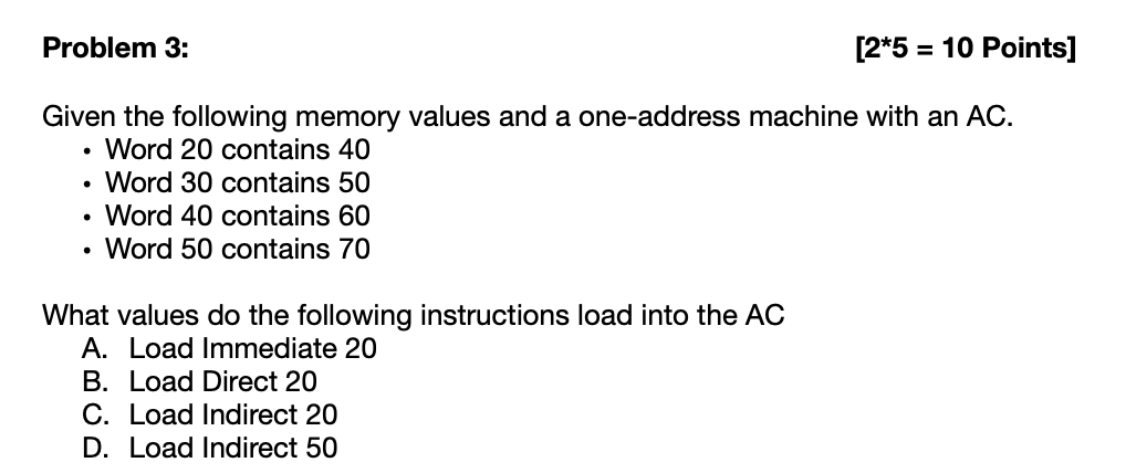 Solved Problem 3 25 10 Points Given The Following 