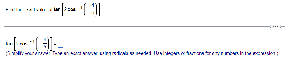 Solved - Find the exact value of tan 2 cos or tan (2008 | Chegg.com