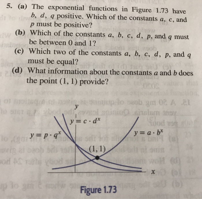 Solved 5. (a) The exponential functions in Figure 1.73 have | Chegg.com