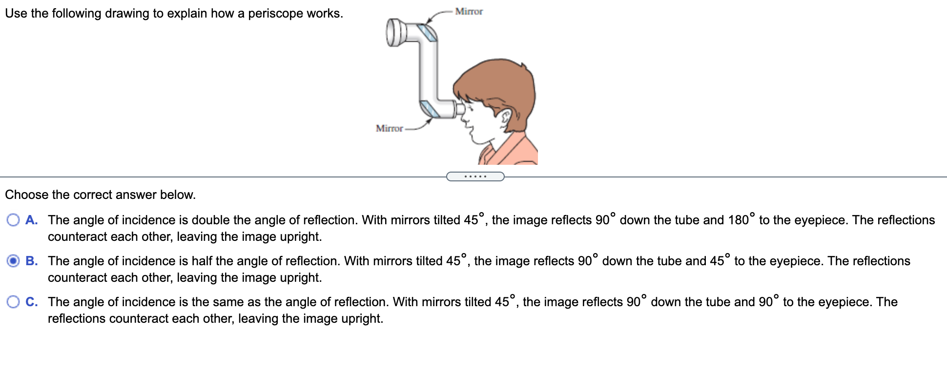 Solved Use the following drawing to explain how a periscope | Chegg.com