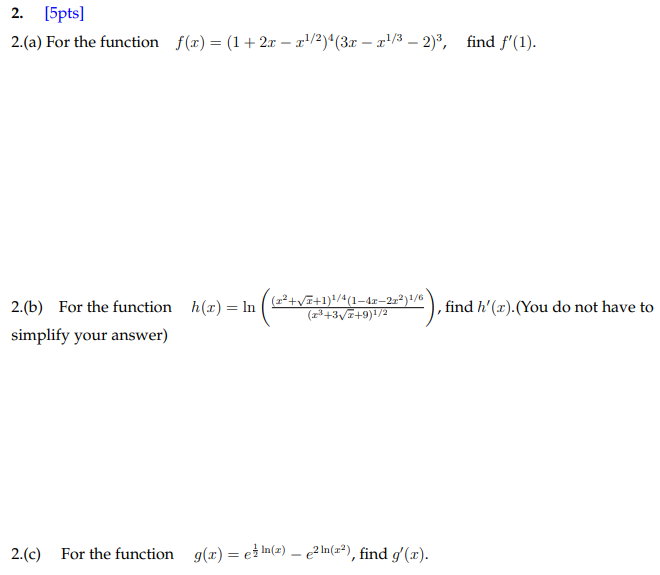 Solved 2.(a) For the function f(x)=(1+2x−x1/2)4(3x−x1/3−2)3, | Chegg.com
