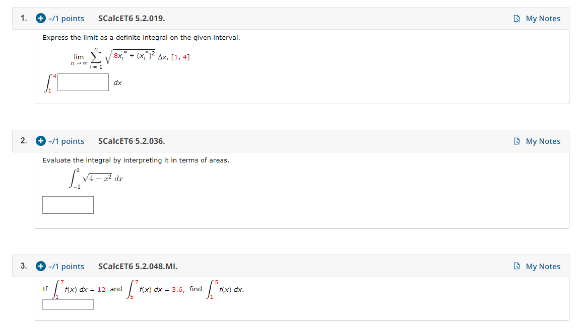 Solved QMy Notes 1. -/1 points SCalcET6 5.2.01 9. Express | Chegg.com Solved QMy Notes 1. -/1 points SCalcET6 5.2.01 9. Express | Chegg.com