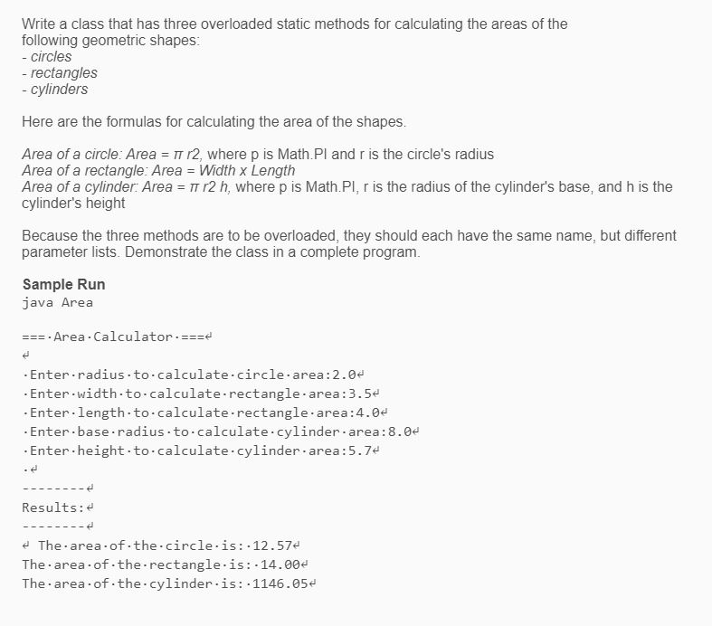 Solved Write a class that has three overloaded static | Chegg.com
