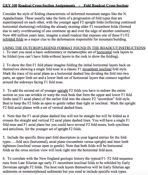 Solved GEY 100 Roadcut Cross-Section_Assignments - Fold | Chegg.com