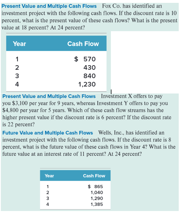 Solved Present Value and Multiple Cash Flows Fox Co. has | Chegg.com