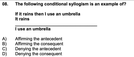 Solved 08. The following conditional syllogism is an example | Chegg.com